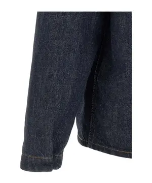 Stone Island Logo Patch Denim Shirt - Blue