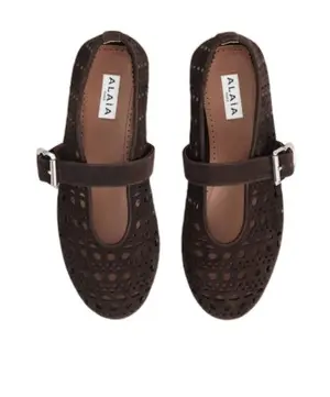 Alaïa Vienne Perforated Suede Ballerinas - Dark Brown