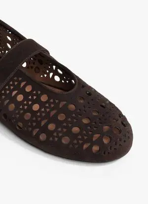 Alaïa Vienne Perforated Suede Ballerinas - Dark Brown