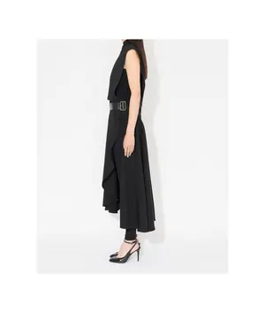 Alaïa Asymmetrical Belted High Neck Dress