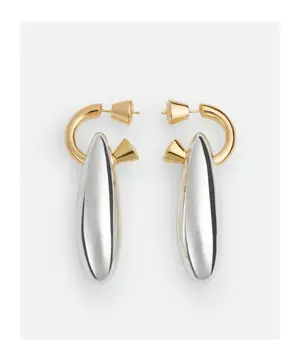 Bottega Veneta Ellipse Large Earrings - Silver/gold