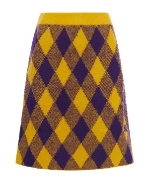 Burberry Argyle Logo Embroidered Skirt - Multicolor