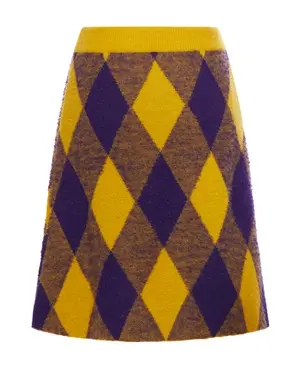 Burberry Argyle Logo Embroidered Skirt - Multicolor
