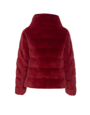 Herno Faux Fur Zipped Down Jacket - Red