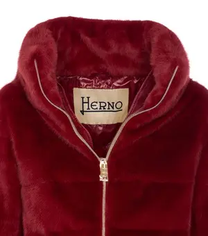 Herno Faux Fur Zipped Down Jacket - Red