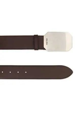 Miu Miu Leather Belt With Metal Fitting - Black
