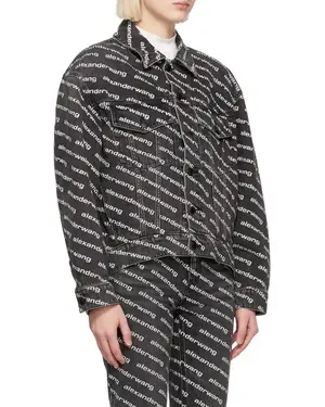 Alexander Wang All-over Logo Printed Denim Jacket
