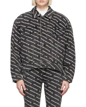 Alexander Wang All-over Logo Printed Denim Jacket