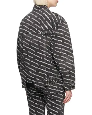 Alexander Wang All-over Logo Printed Denim Jacket