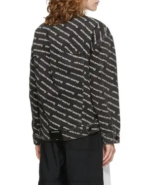 Alexander Wang All-over Logo Printed Denim Jacket