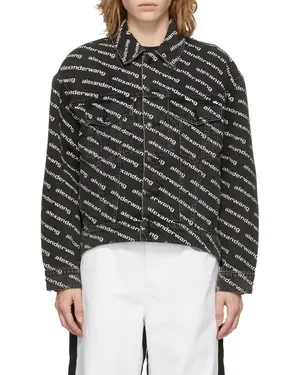 Alexander Wang All-over Logo Printed Denim Jacket