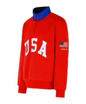 Polo Ralph Lauren Usa Teddy Zip Sweatshirt - Red