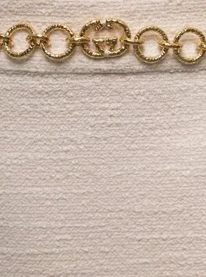 Gucci A-line Bouclé Miniskirt With Gold Chain Belt