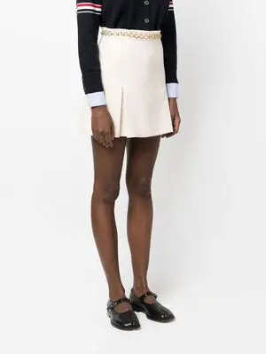 Gucci A-line Bouclé Miniskirt With Gold Chain Belt