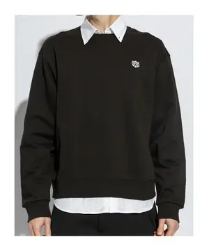 Kenzo Crewneck Sweatshirt With Logo Patch - Black