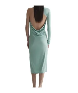 MUGLER Draped Jersey Loop Dress - Green