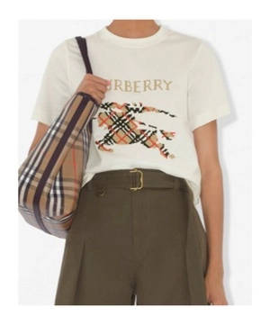 Burberry Logo & Equestrian Knight Design Crewneck T-shirt - Chalk