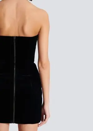Balmain Paisley Embroidered Strapless Mini Dress