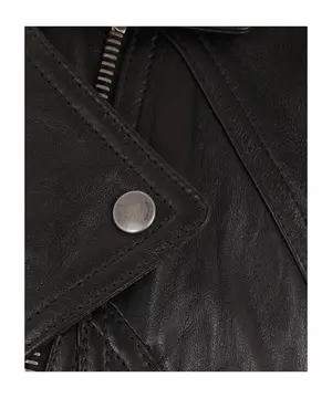 Saint Laurent Belted Zip Detailed Biker Coat