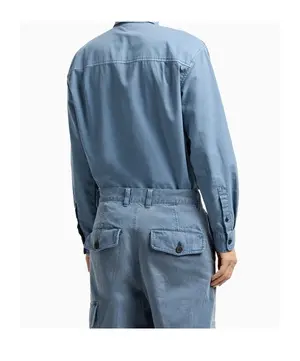Emporio Armani Double Pocket Cotton Shirt Jacket - Light Blue
