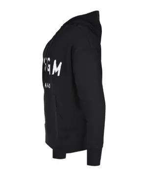 MSGM Logo Print Drawstring Hoodie - Black