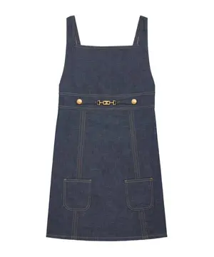 Celine Empire Mini Dress In Raw Wash Denim - Original Indigo