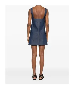 Celine Empire Mini Dress In Raw Wash Denim