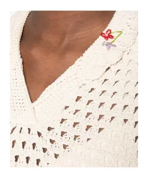 FORTE_FORTE Cap Sleeve Knitwear With Floral Embellishment