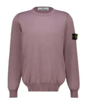 Stone Island Badge Crew Neck Knitted Sweater - Gray