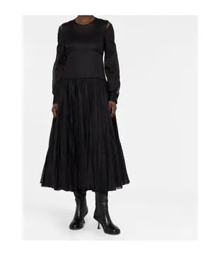 JIL SANDER Pleat-detailed Crewneck Midi Dress