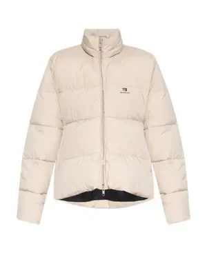Balenciaga Logo Printed Padded Jacket - Nude