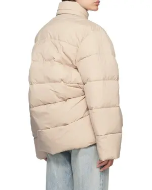 Balenciaga Logo Printed Padded Jacket - Nude