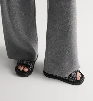 Dior Act Slides With Gold-finish Signature - Grey
