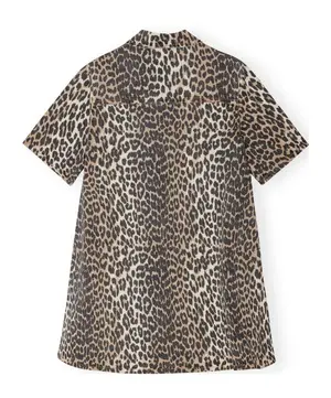 GANNI Printed Mini Dress - Leopard
