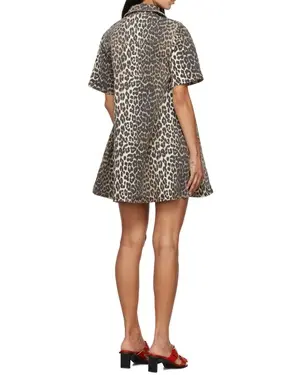 GANNI Printed Mini Dress - Leopard