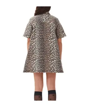 GANNI Printed Mini Dress - Leopard