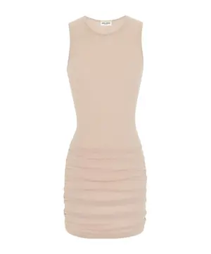 Saint Laurent Crewneck Ruched Mini Dress - No