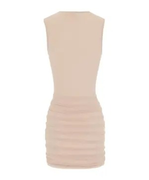 Saint Laurent Crewneck Ruched Mini Dress - No