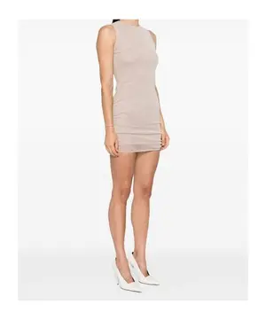 Saint Laurent Crewneck Ruched Mini Dress - No