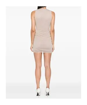 Saint Laurent Crewneck Ruched Mini Dress - No