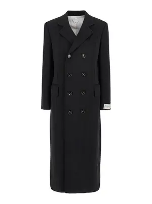 Bottega Veneta Double-breasted Regular Fit Coat - Black