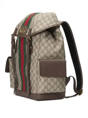 Gucci Gg Supreme Backpack With Double G Detail - Nude