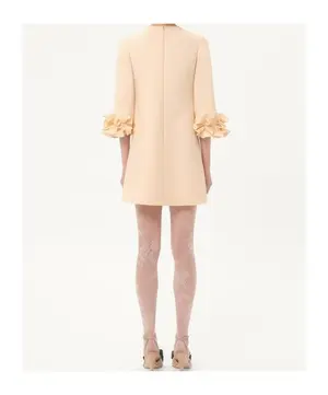 Valentino Garavani Crepe Couture Mini Dress With Floral Detail - Nude