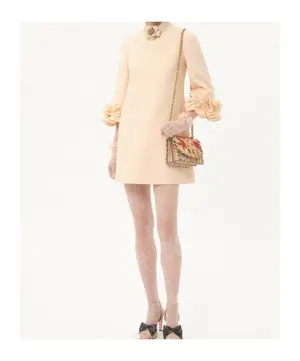 Valentino Garavani Crepe Couture Mini Dress With Floral Detail - Nude
