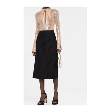 Gucci Wool Draped Detailed Midi Skirt