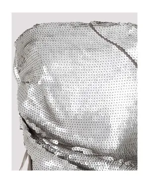 Rick Owens Sequin Embellished Asymmetrical Hem Long Top