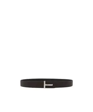 TOM FORD Logo Plaque Reversible Belt - Black
