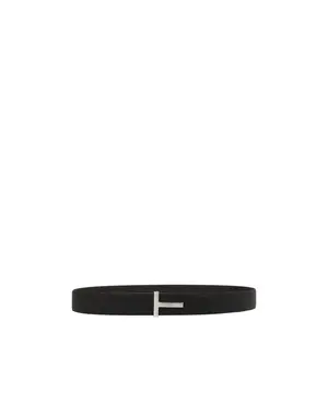 TOM FORD Logo Plaque Reversible Belt - Black