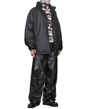Acne Studios Hooded Down Jacket With Logo Print