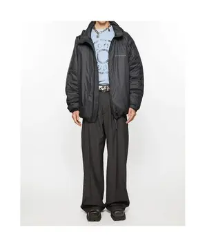 Acne Studios Hooded Down Jacket With Logo Print